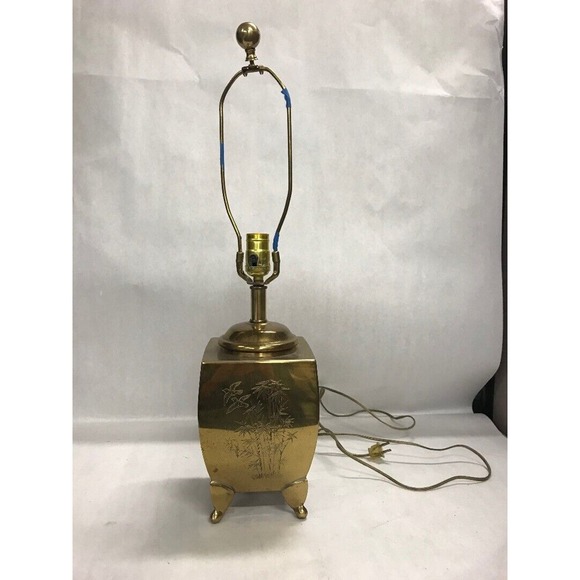 unknown | Other | Vintage Brass Oriental Wildlife Table Lamp Feet Asian ...